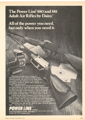 1974 DAISY POWERLINE 880 AND 881 AIR RIFLES MAGAZINE AD | eBay