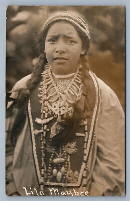 AMERICAN INDIAN GIRL LILA MAYBEE ANTIQUE REAL PHOTO POSTCARD RPPC | eBay