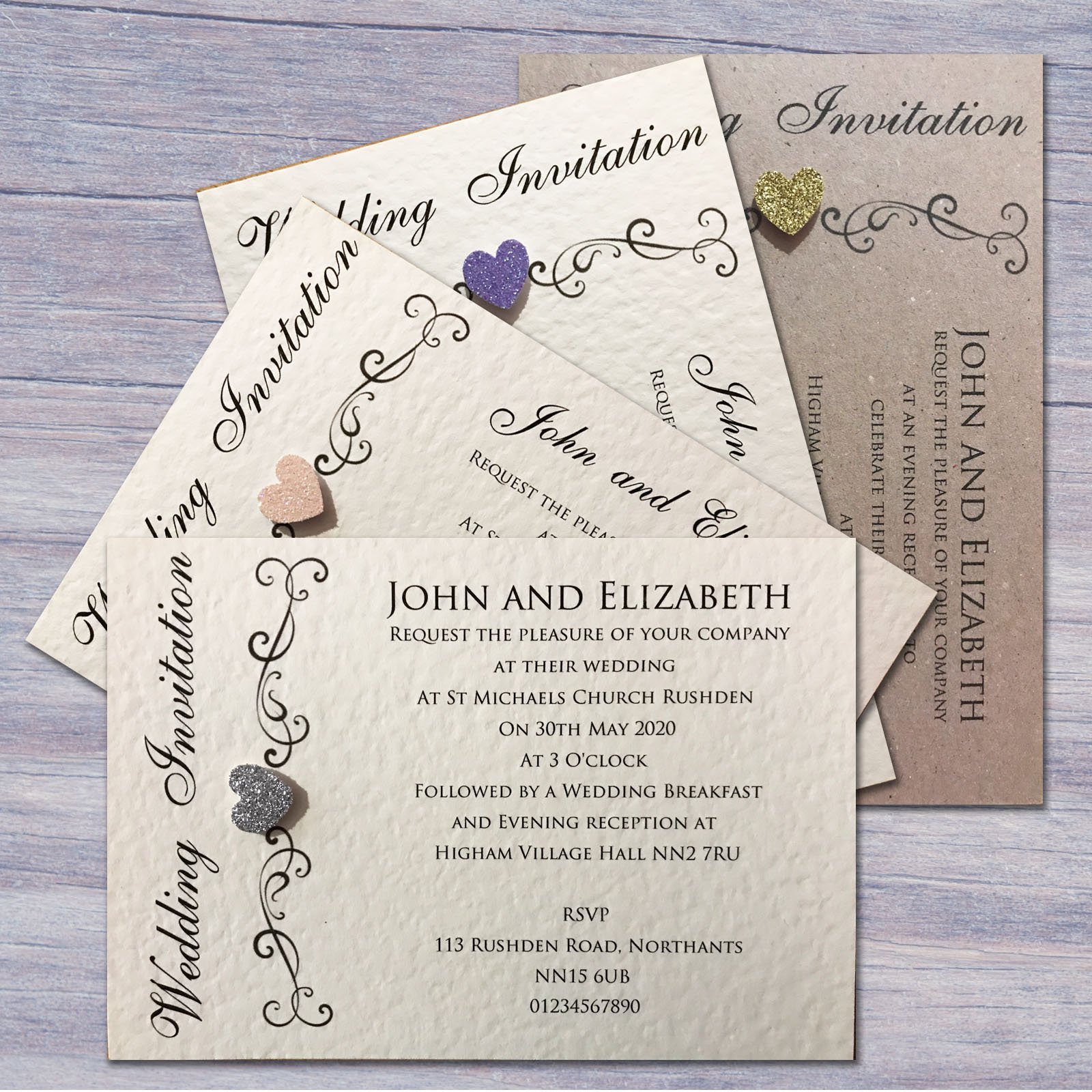 25 Wedding Invitations Evening Invites Personalised & Handmade with ...