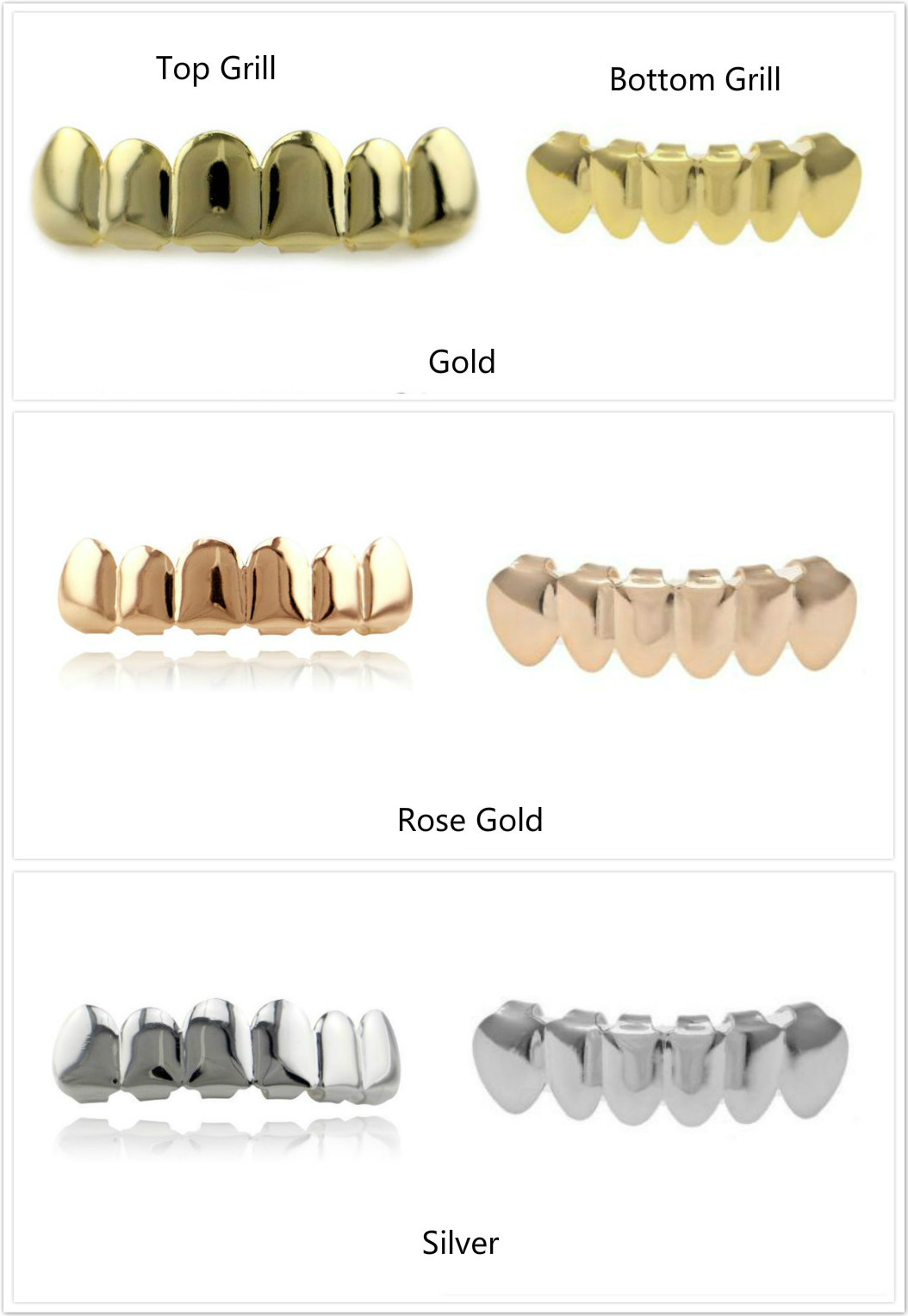 20+ Styles Hip-hop Rapper Mouth Caps Custom Teeth Grills Tooth Grillz ...