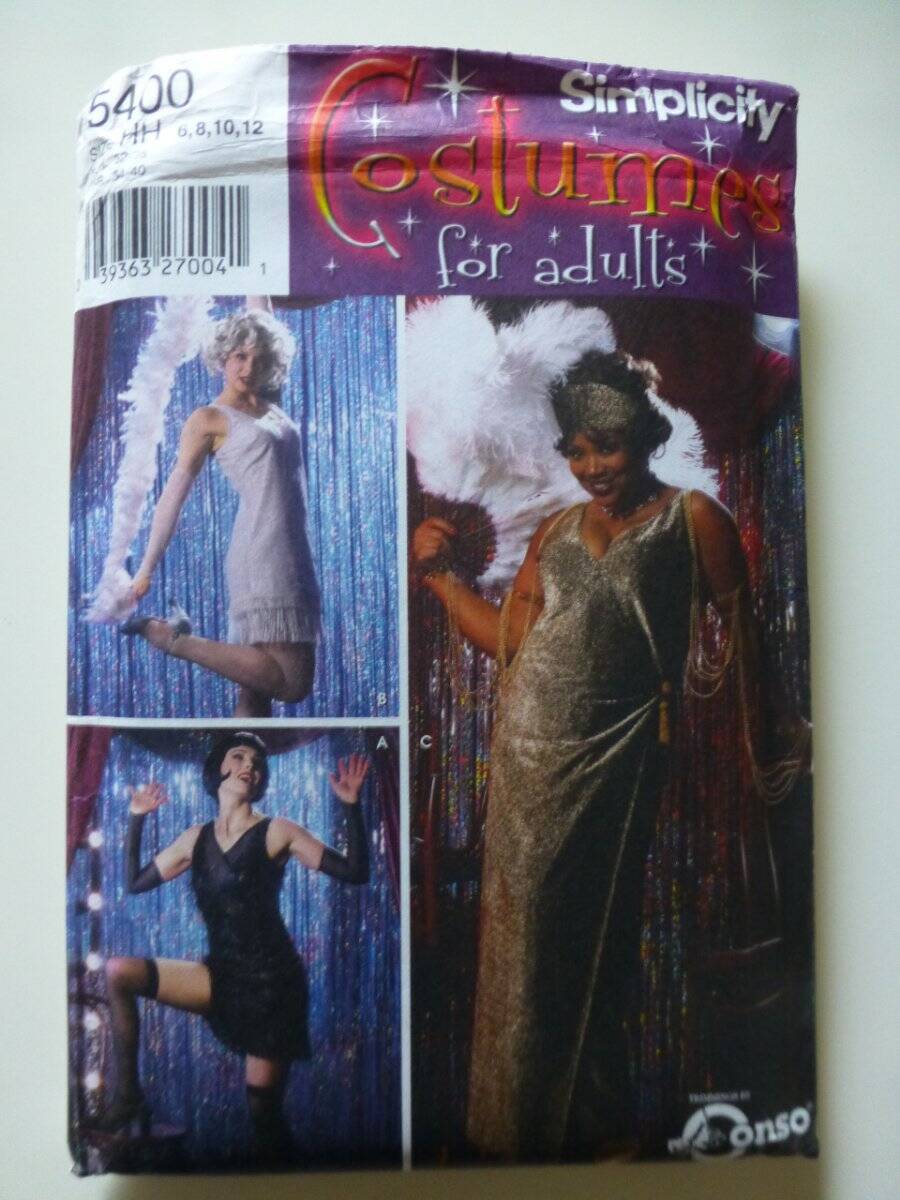 SIMPLICITY 5400 MISSES' SZ 6-12 20s FLAPPER-CABARET DRESS COSTUME ...