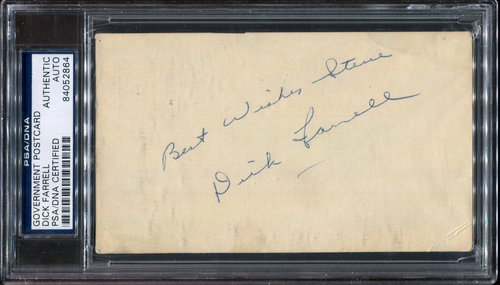 Dick "Turk" Farrell Autographed / Signed 1957 Government Postcard - PSA ...