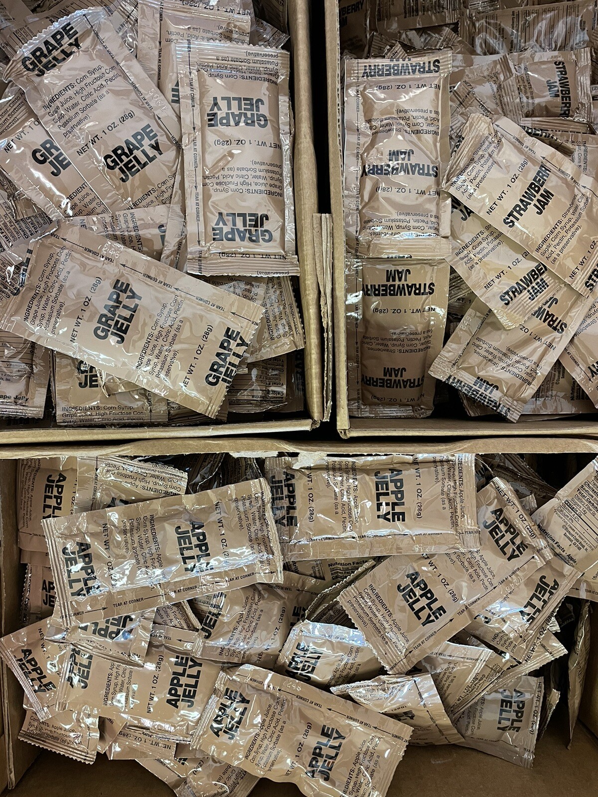 Bulk MRE Jelly Jam Grape Apple Strawberry Emergency Survival Snack Food ...