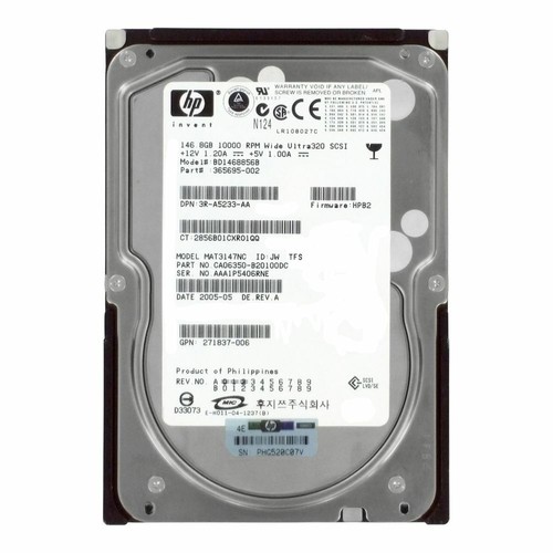 HP 146.8GB 80PIN 10K BD1468856B 365695-002 3R-A5233-AA MAT3147NC 271837 ...