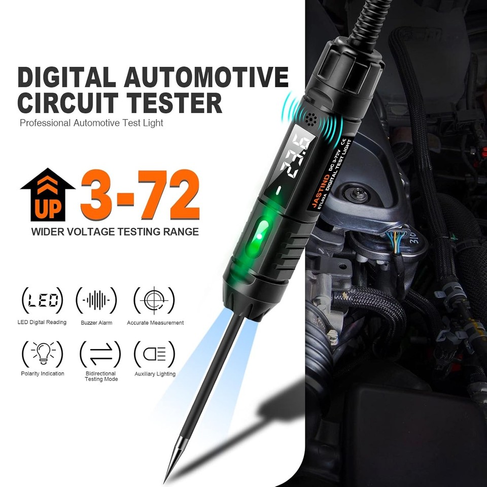 Heavy Duty 3-72V Digital LED Automotive Test Light, Circuit Tester with ...