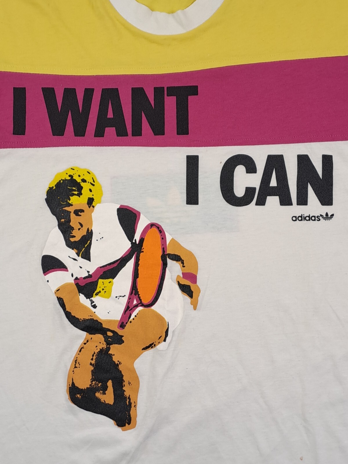 RARE jersey Adidas 80s Andre Agassi I WANT I CAN T-S… - Gem