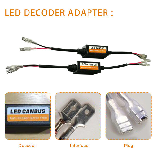 H1/H3 LED Headlight Canbus Error Free Anti Flicker Capacitor Canceller ...