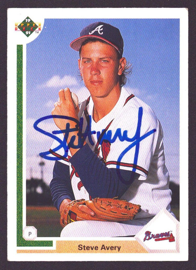 STEVE AVERY 1991 Upper Deck #365 AUTOGRAPH BRAVES Signed Red Sox Reds ...