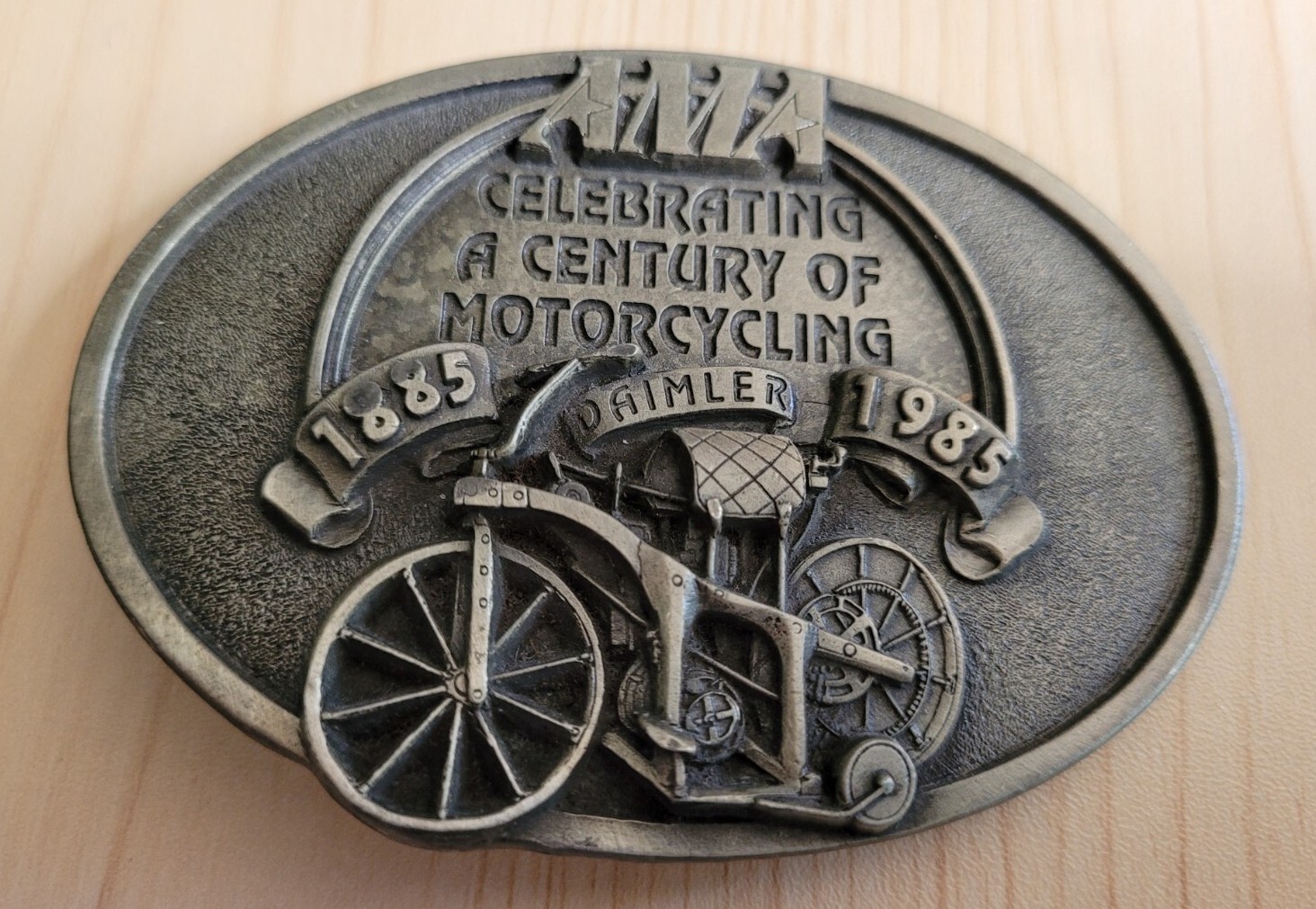 Pewter 1985 AMA Belt Buckle - Gem