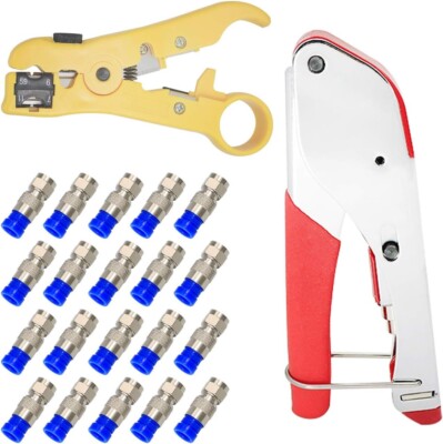 Coaxial Compression Tool Coax Cable Crimper Kit for RG6 RG11 RG59 F81 ...