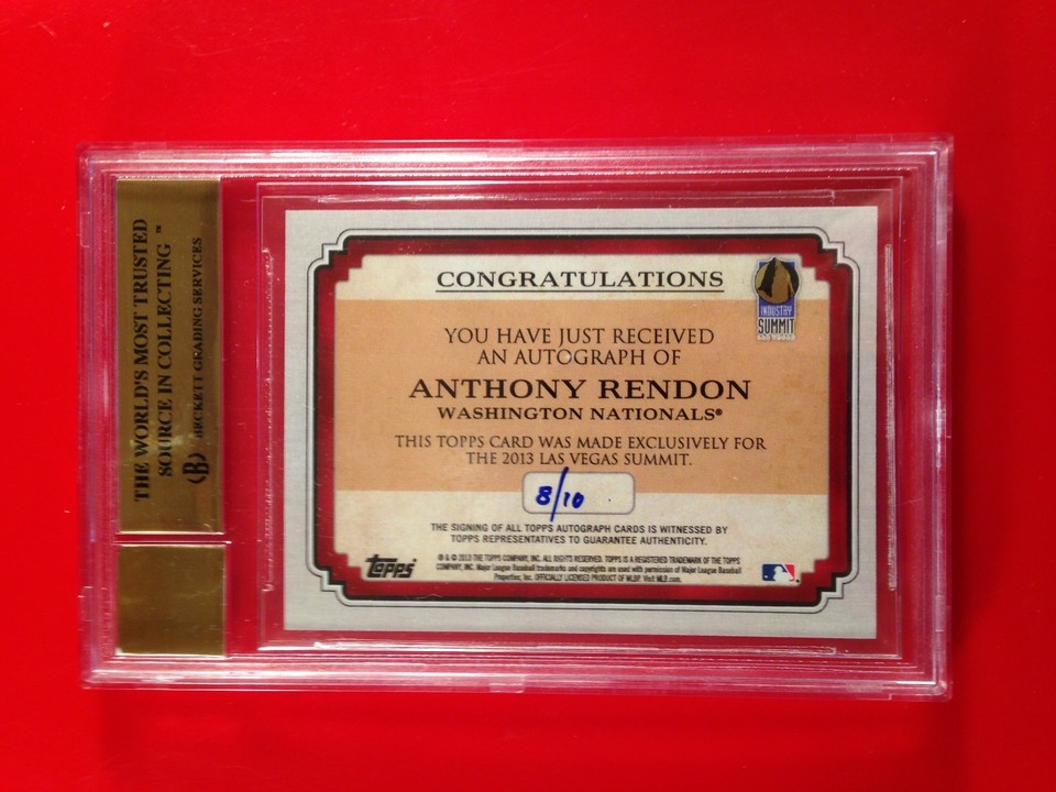 2013 Bowman Industry Summit Anthony Rendon Autograph Auto #'d 8/10 BGS ...