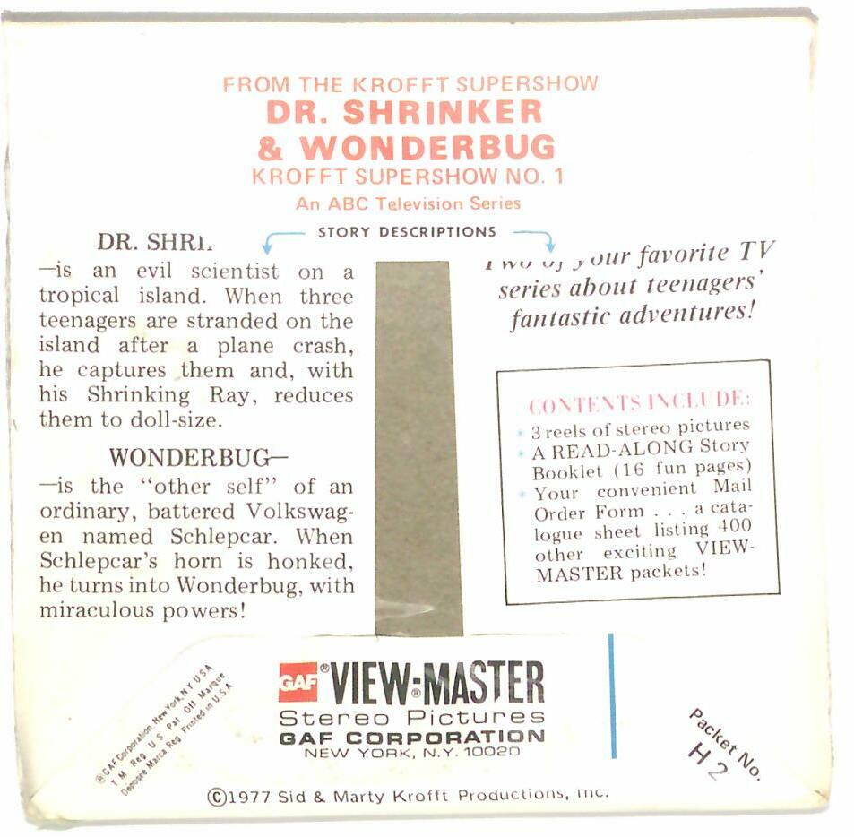 DR SHRINKER & WONDERBUG KROFFT SUPERSHOW 3d View-Master 3 Reel Packet ...