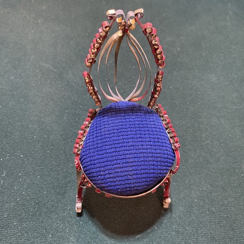 Vintage Scrolled Rolled Tin Metal Chair Pin Cushion Approx 6” High | eBay