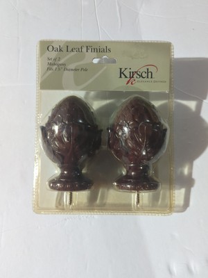 Vintage Pair of Kirsch Mahogany Oak Leaf Finials Fits 1 3/8 Diameter ...