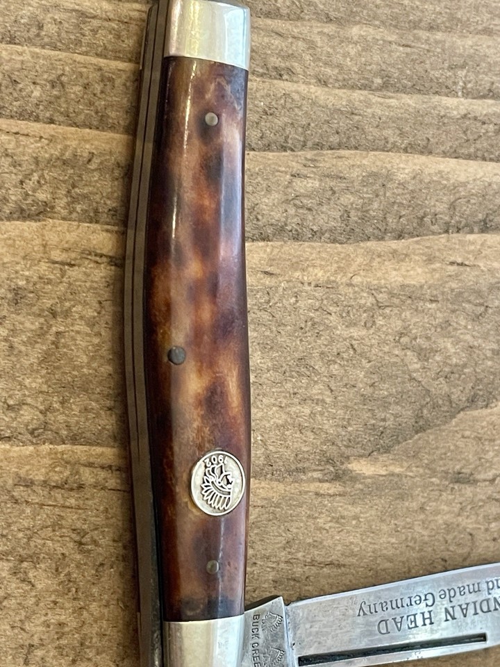Solingen HandMade In Germany 3 Blade Indian Head Buck Creek Wood Grain ...