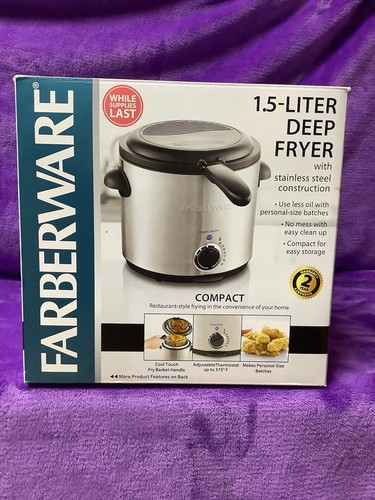 NIB Farberware Deep Fryer 1.5 Liter Compact Stainless Steel Model FW ...