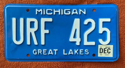 Michigan 2001 License Plate # URF 425 | eBay