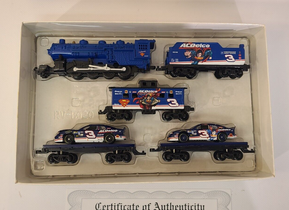 NASCAR Dale Earnhardt Jr Superman 7- piece train set 1999 AC Delco H.O ...