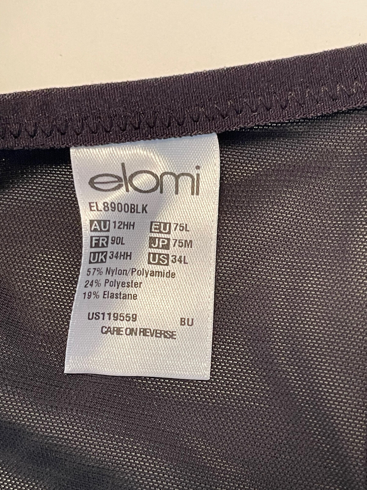 ELOMI MATILDA FULL FIGURE UNDERWIRE PLUNGE BRA BLACK EL8900 SIZE 34L | eBay