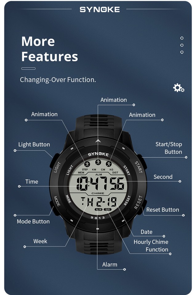 Men's Waterproof Digital Sport Watch Wide Screen Easy Read Display ...
