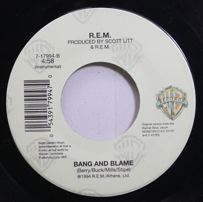Rock Nm! 45 R.E.M. - Bang And Blame / Bang And Blame On Warner Brot | eBay