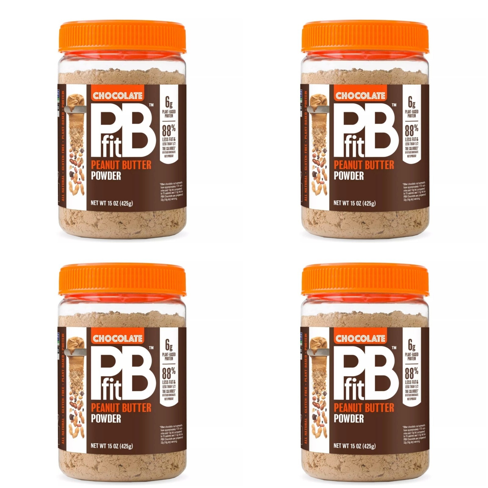 (Lot of 4) Better Body Foods Chocolate PB Fit Peanut Butter Powder 15oz ...