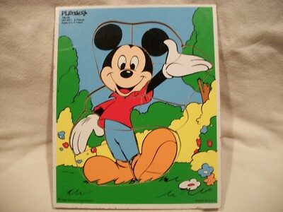Vintage Wooden PLAYSKOOL MICKEY MOUSE 9 Piece Puzzle 190-05 | eBay