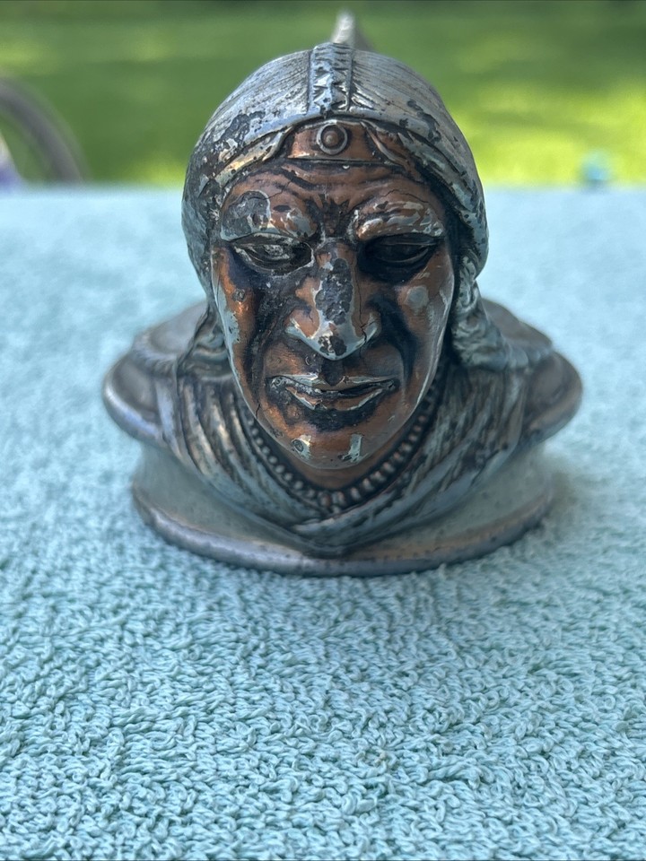 VINTAGE ORIGINAL INDIAN HEAD HOOD ORNAMENT 1928-1929 PONTIAC RADIATOR ...