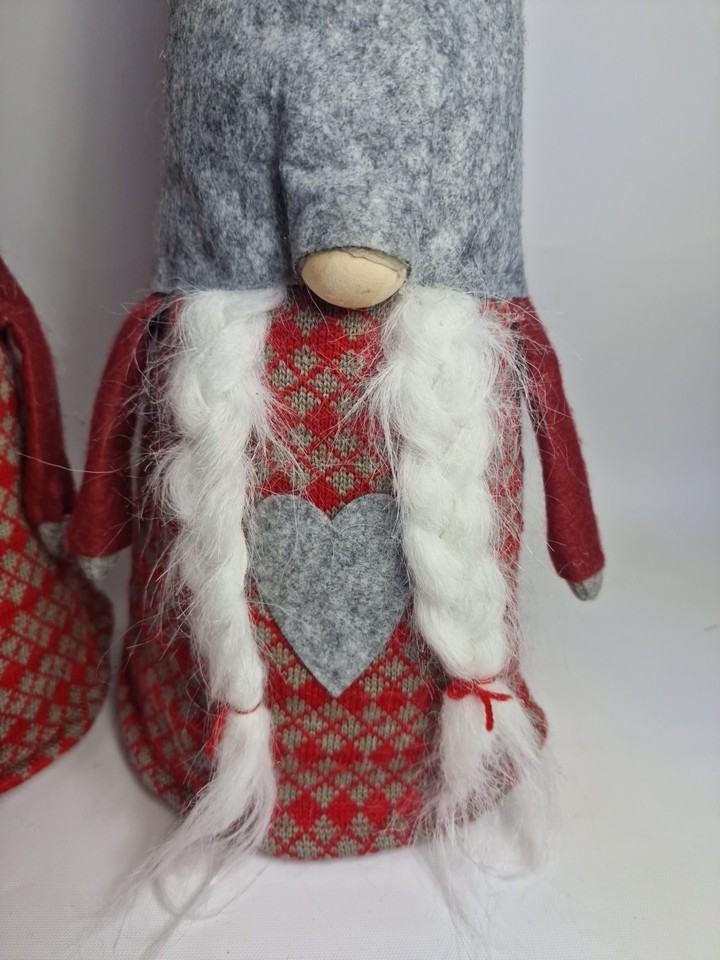 Matching Christmas Gonk Boy & Girl Pair 50cm Weighted Base Red & Grey ...