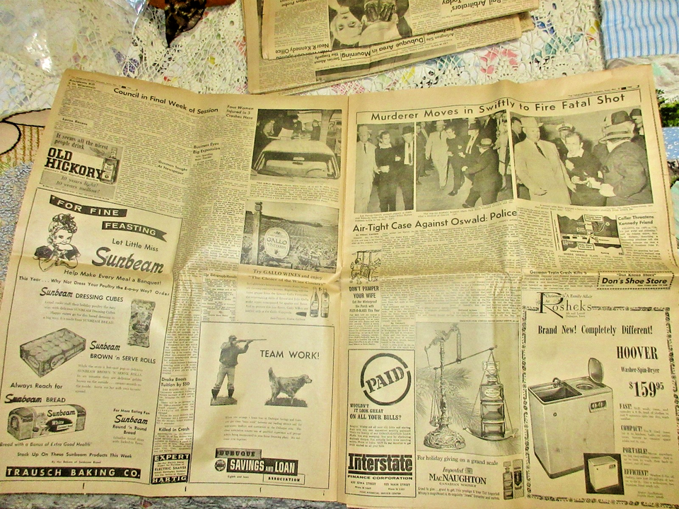 Nov 25 1963 JFK Assasination Dubuque Telegraph Herald 2 Sections ...