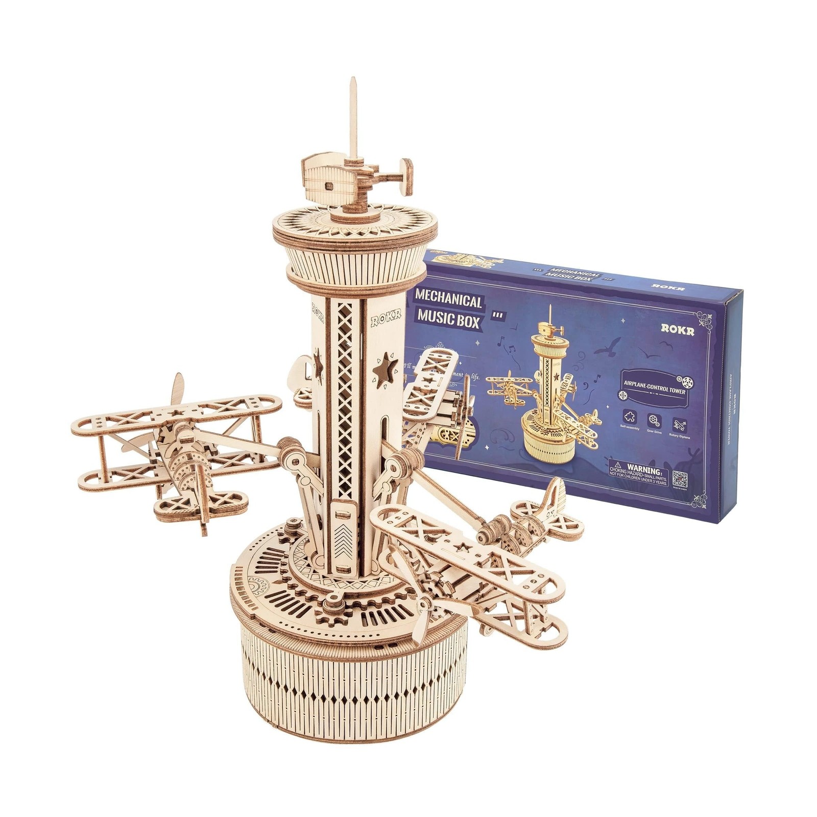 ROKR 3D Wooden Puzzle Mechanical Music Box,DIY Aircraft Model Kits to ...