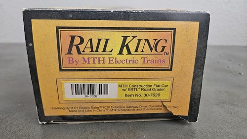 MTH RailKing Construction Flatcar w/Ertl Road Grader Orig Box 30-7620 ...