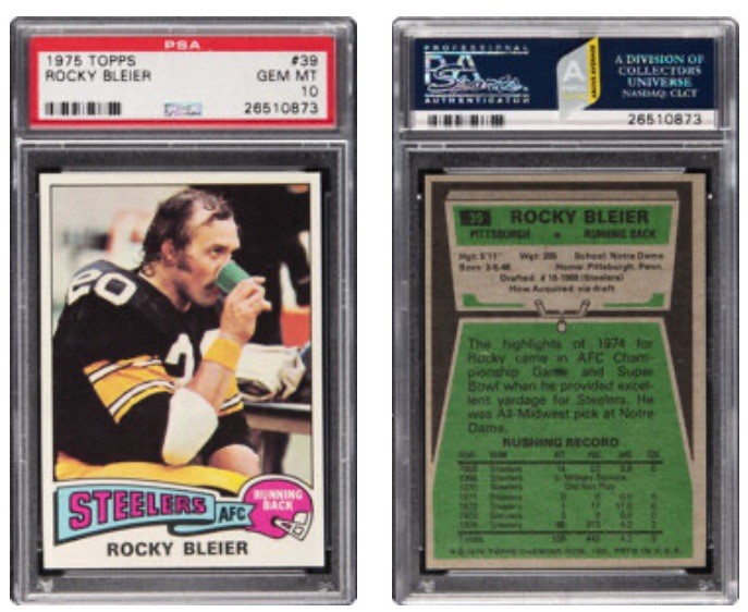 1975 Topps Rocky Bleier Pittsburgh Steelers Topps #39 Rookie RC PSA 10 ...
