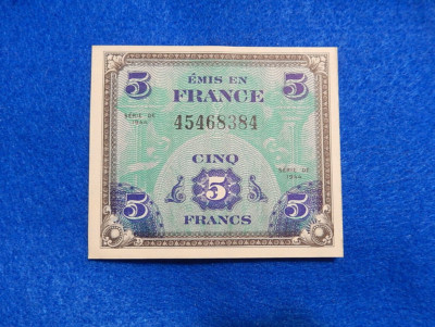 CRISP AU 1944 France 5 Francs Allied Military Currency/Paper Money WWII ...