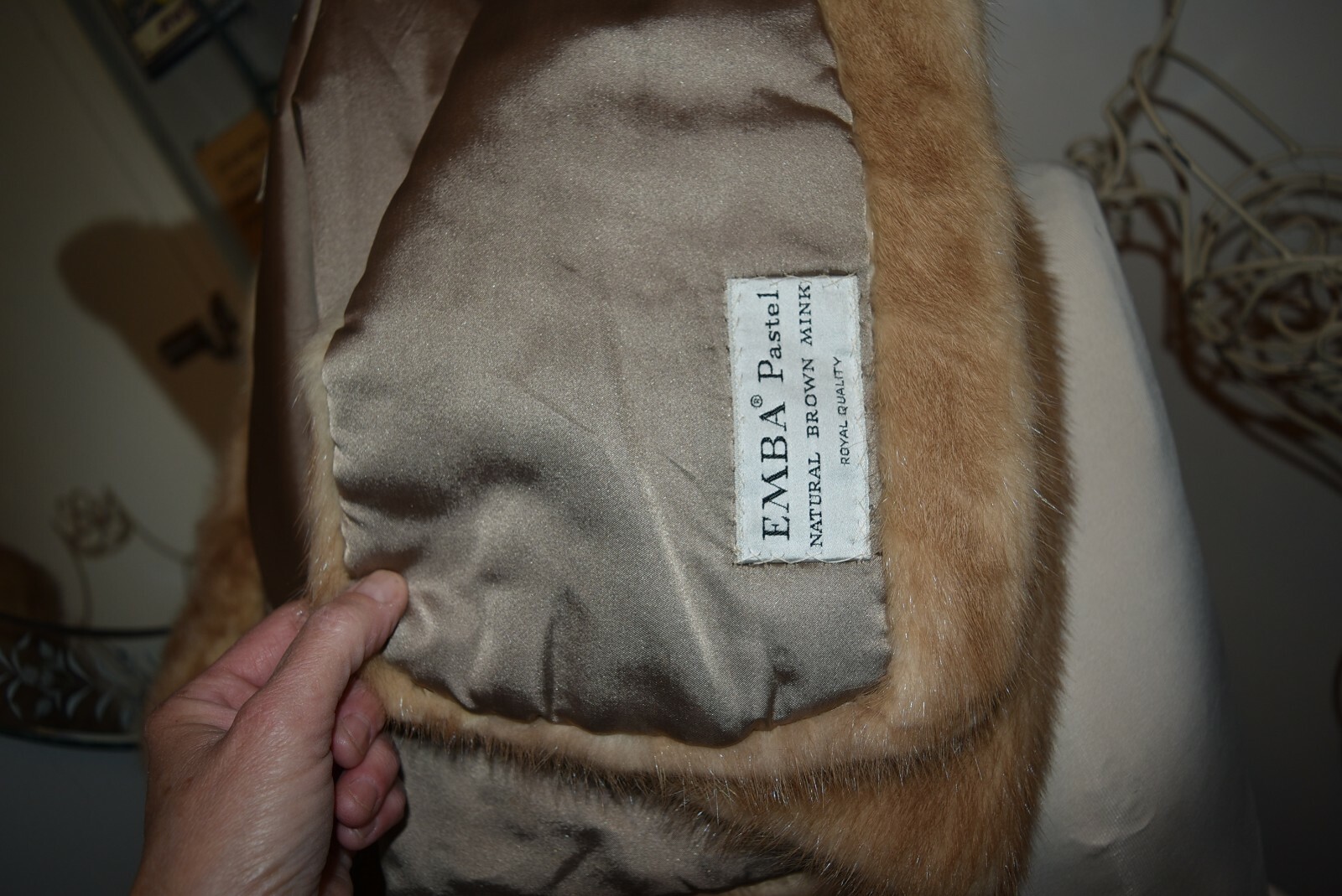 women's emba natural pastel brown mink fur wrap cape stole fur ...