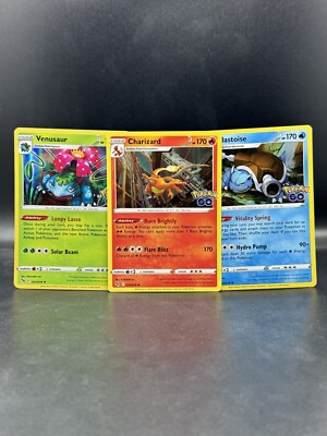 Charizard Blastoise Venusaur Holo Set 010/078 Pokémon GO Holo 3 Card ...