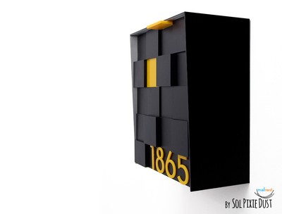 3d Modern Mailbox with 3d Face, Aluminum Black Body and Yellow numbers ...