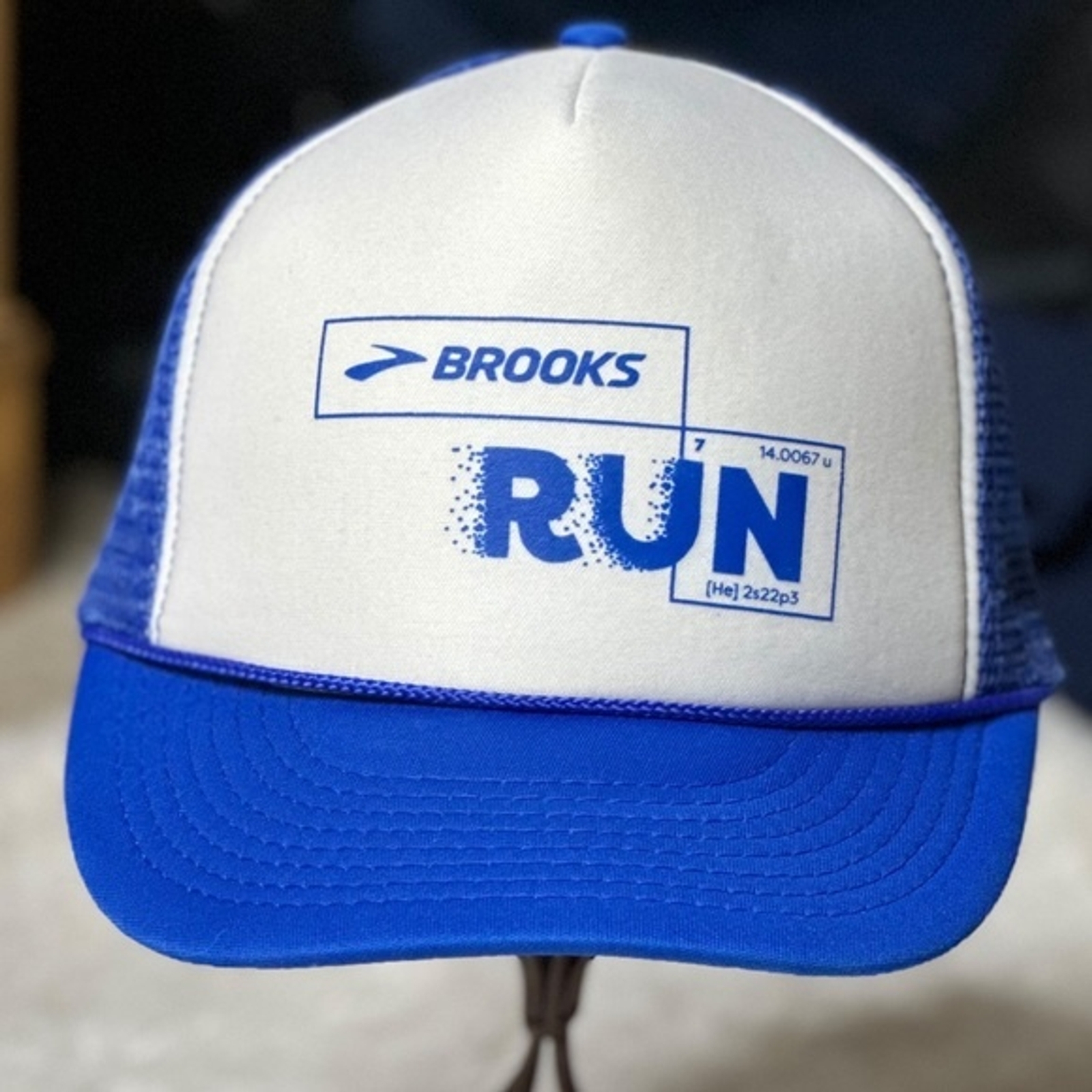 Brooks Run Snapback {Cobra} Trucker Cap Hat Foam Mesh Blue White Adult ...