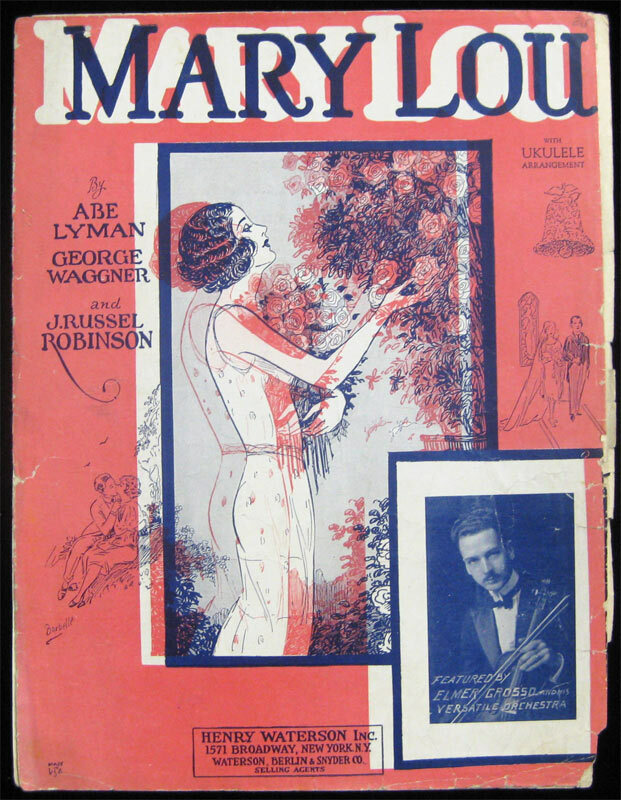 Mary Lou VTG Sheet Music 1926 Elmer Grosso Abe Lyman Waggner Albert ...