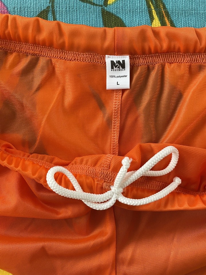 N2N Bodywear CS23 Malibu Sunset Euro Splits Sheer Orange Gym Shorts ...
