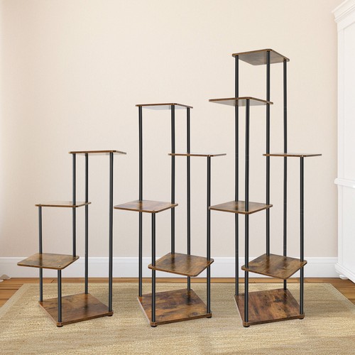 5 6 Tiers Flower Pot Plant Stand Metal Ladder Shelf Display Rack Indoor ...
