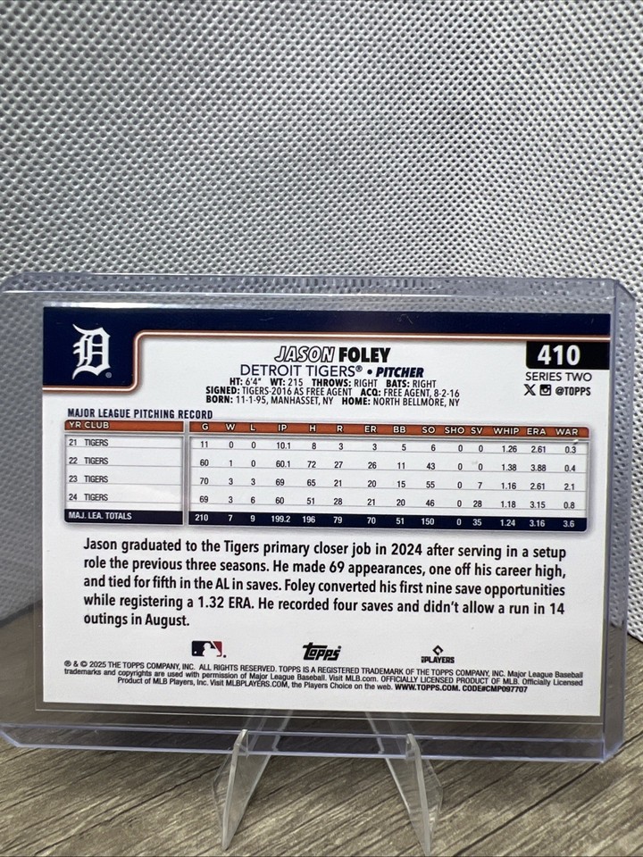 2025 Topps Series 2 Team Color Border Variation Jason Foley (#410 ...