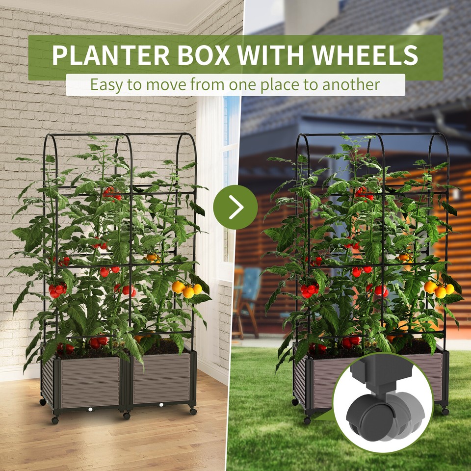 NAIZEA Raised Garden Bed & Tomato Planter Cage Trellis Planter Boxes ...