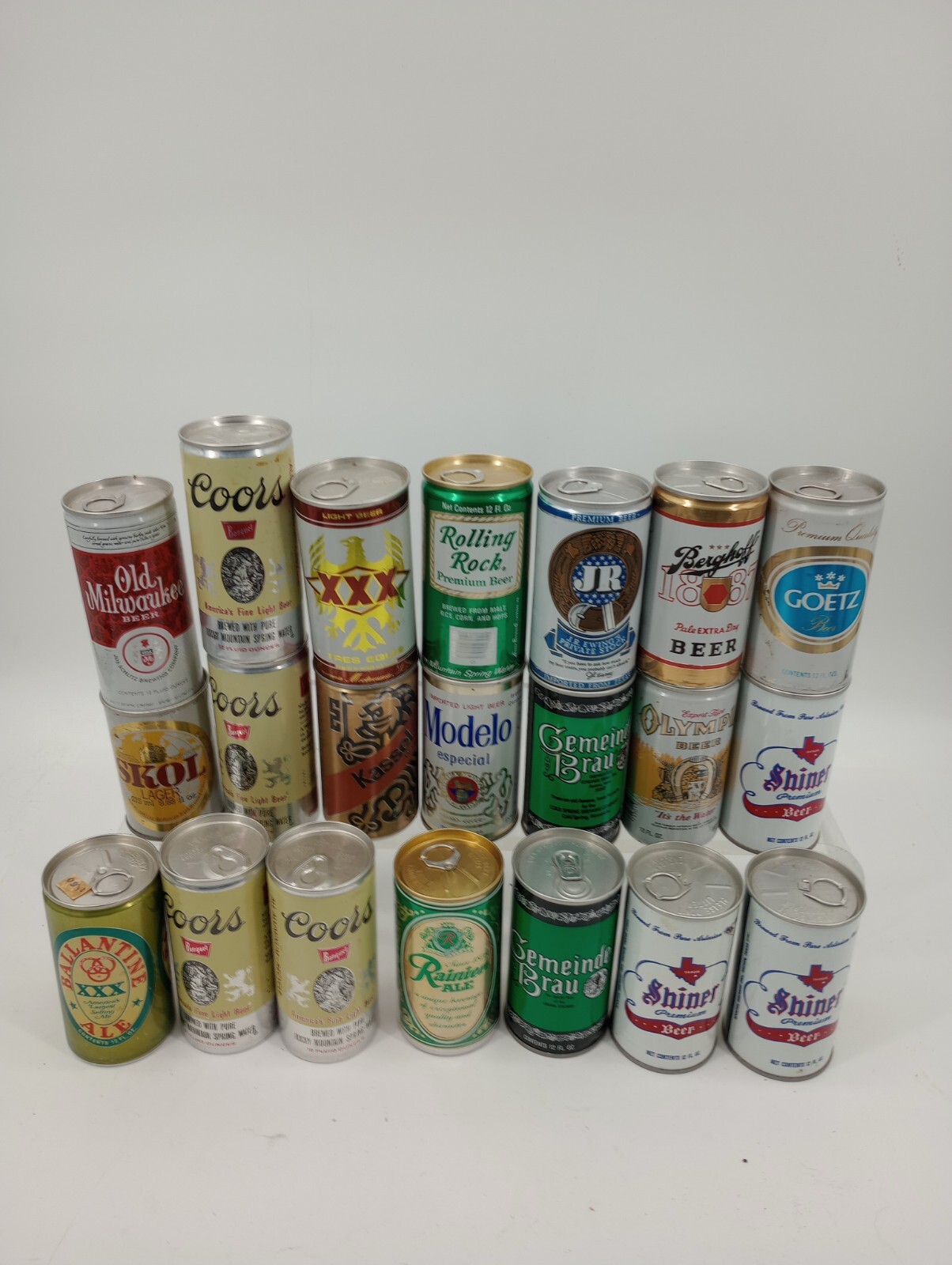 Vintage Lot Of 21 Pull Tab Beer Cans Bottom Punched Import And Domestic ...