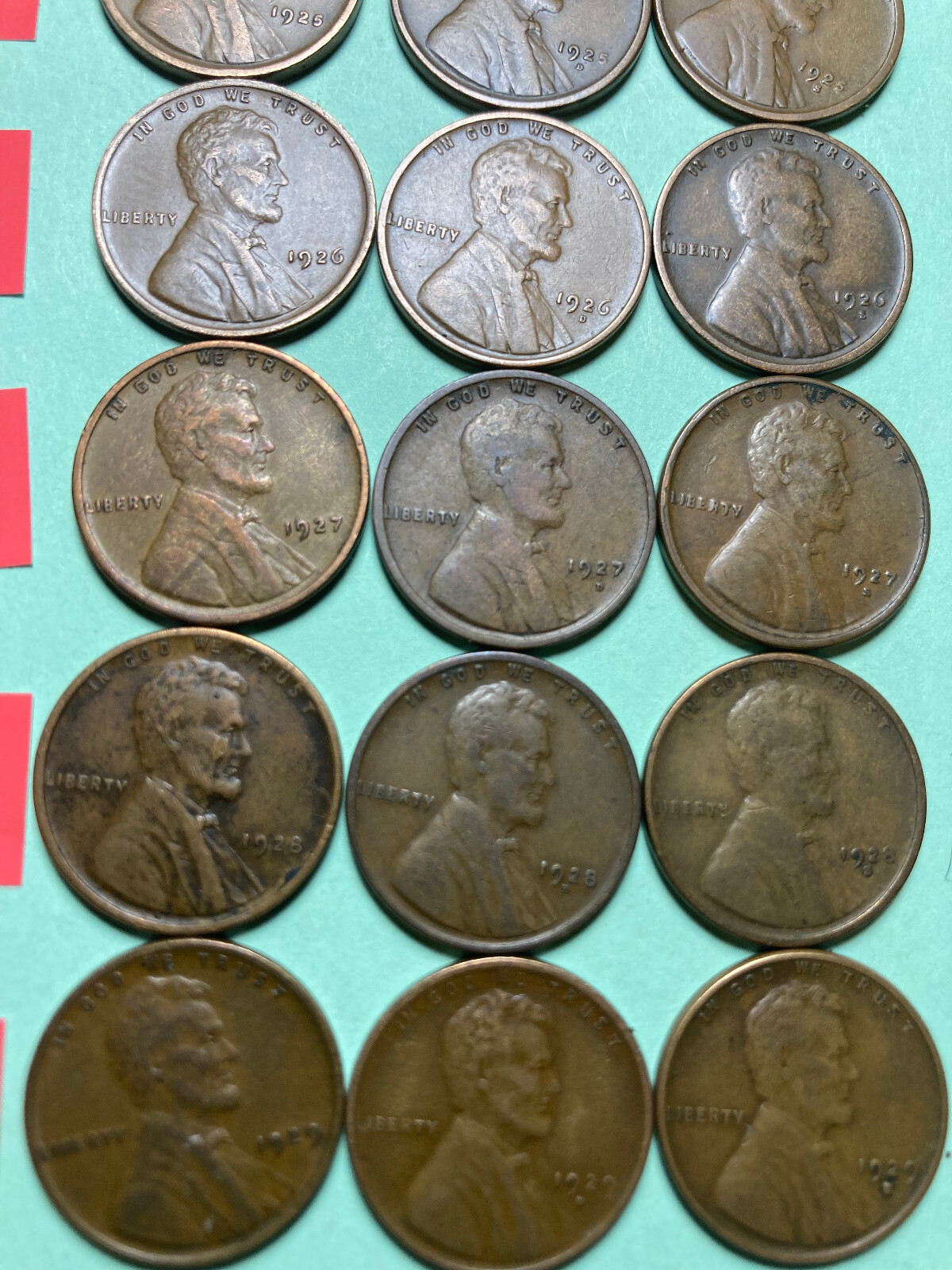 1920PDS-1929PDS 26 LINCOLN WHEAT CENTS, complete 20's set, except for ...