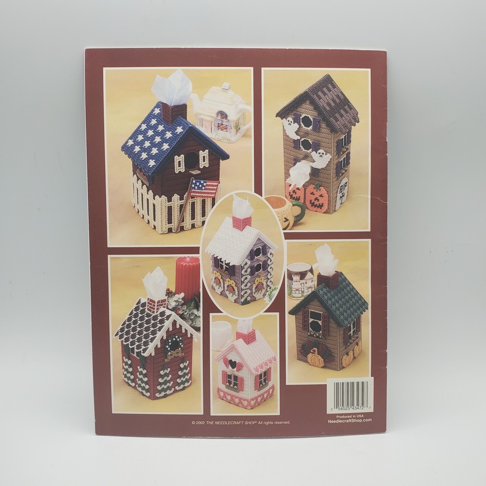 Holiday Birdhouses Tissue Box Cover Plastic Canvas Pattern Book ...