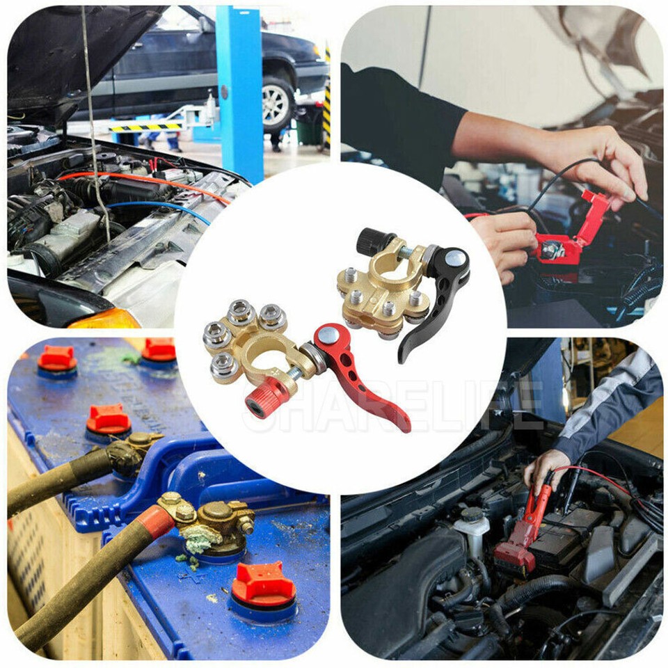 Pair 12V 4-Way Car Battery Terminals Isolator Batteries Connector Clamp ...