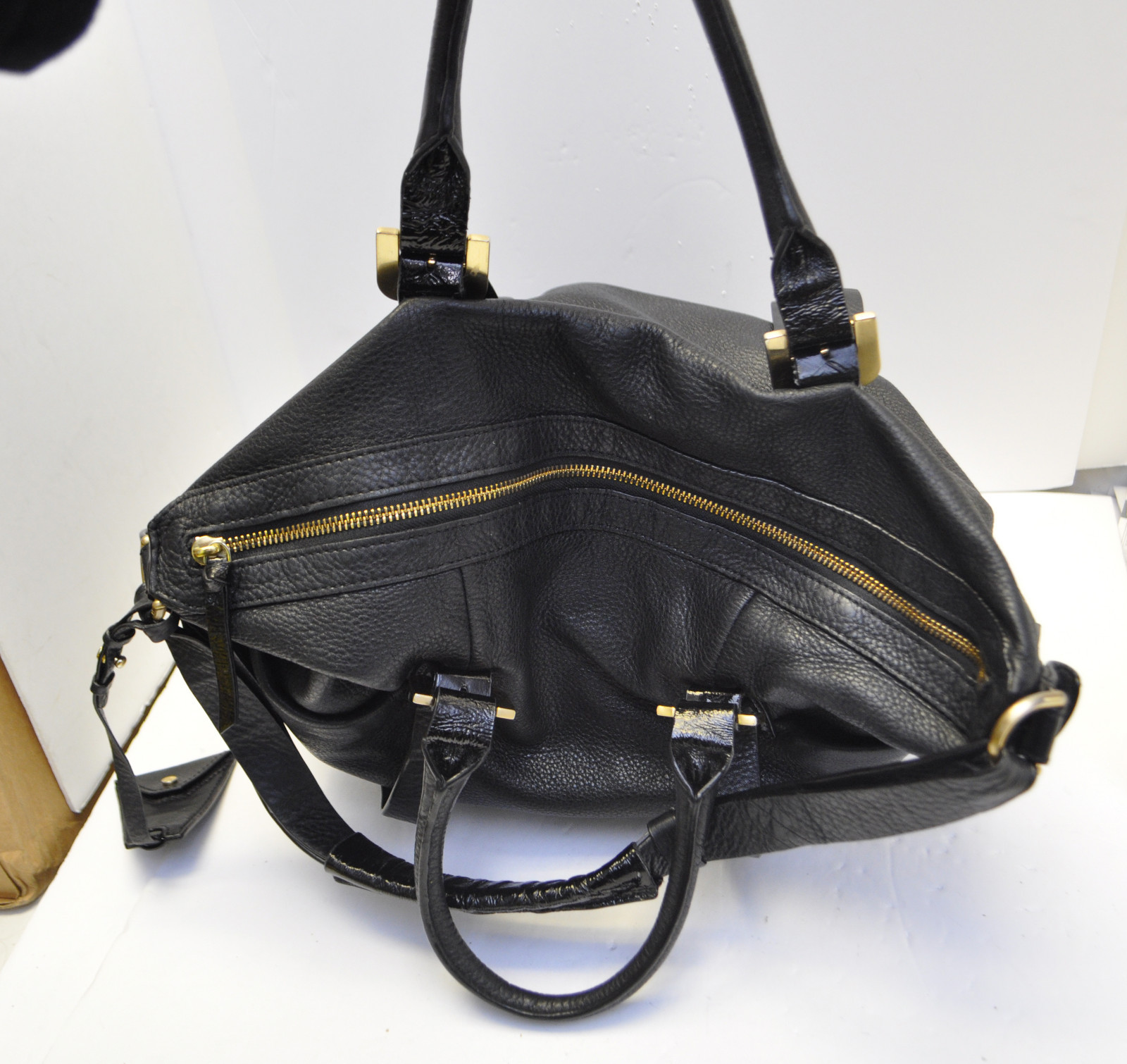 DVF DIANE VON FURSTENBERG DREW BUCKLE BLACK LEATHER BAG | eBay