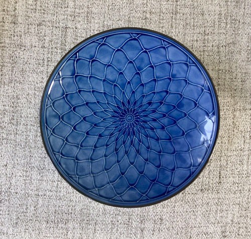 Vtg JAPANESE Enameled Fish Scale Plate Blue Hirado Ware Marked | eBay