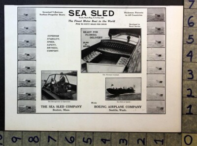 1920 HICKMAN SEA SLED RUNABOUT SPEED RACE BOAT BOEING AIRPLANE BOSTON ...